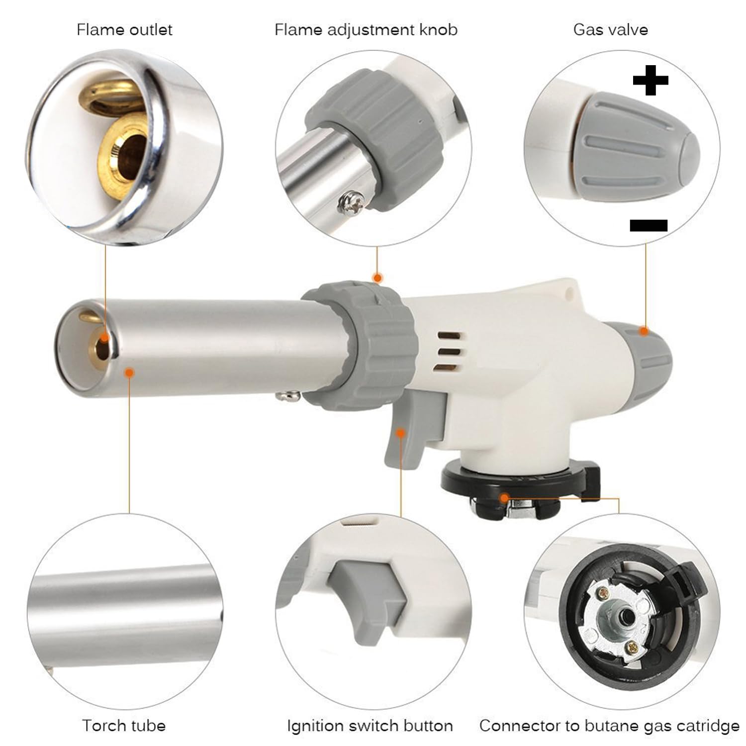 Butane Torch Kitchen Blow Lighter - Culinary Torches Chef Cooking Professional Adjustable Flame with Reverse Use for Creme, Brulee, BBQ, Baking, Jewelry by FunOwlet (Butane Fuel Not Included)