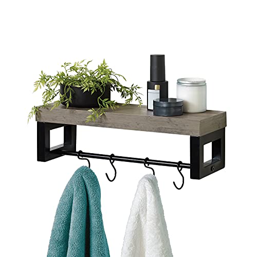 Zenna Home, Wall Shelf, Matte Black & Driftwood