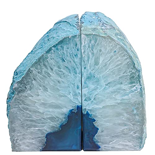 Brazilian Agate Polished Crystal Bookends Dyed Non-Toxic Blue with Rubber Bumpers (2 to 3 Lbs)