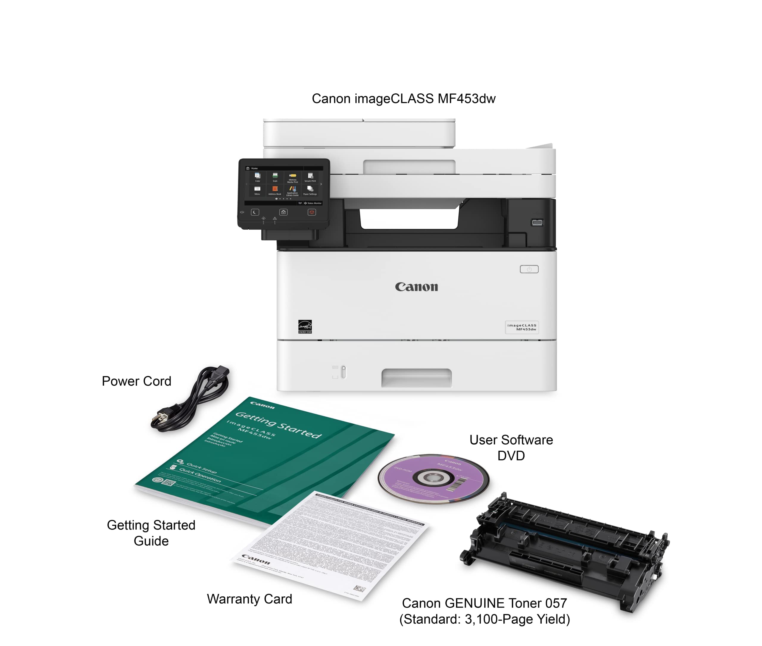 Canon imageCLASS MF453dw All-in-One Wireless Monochrome Laser Printer | Print, Copy, & Scan| | 5" Color Touch LCD | One Pass Duplex Scan