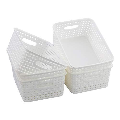 Farmoon White Plastic Basket, Small Storage Baskets, 6 Packs