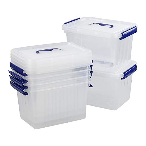 EudokkyNA Clear Storage Box with Lid, 6 Liter Plastic Bins Set of 6