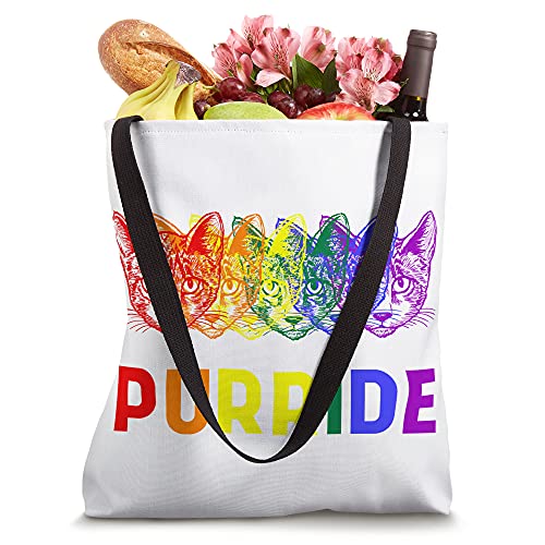 Purride Cat LGBT Rainbow Shoulder Bag Gay Flag Pride Ally Tote Bag