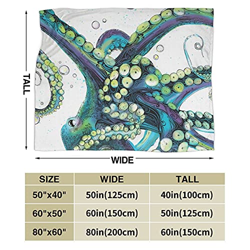 WQAOUD Colorful Fashion Octopus Flannel Fleece Blanket Lightweight Throw Blanket Warm Bed Blanket Ultra-Soft Cozy Microfiber Blanket,Couch and Plush House Warming Decor Gift Idea 50"x40"