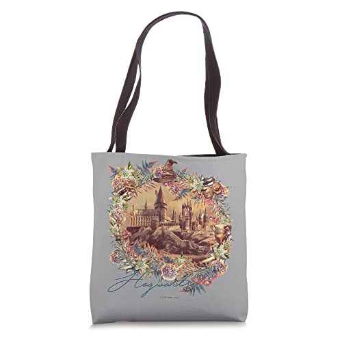 Harry Potter Hogwarts Floral Wreath Tote Bag