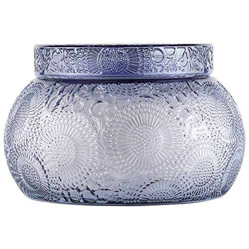 Voluspa Apple Blue Clover Coconut Wax Blend Candle in a Chawan Glass Bowl with lid, 14 Ounces…