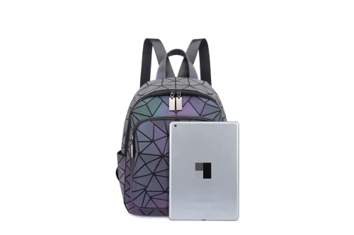 Women Geometric Luminous Backpack Handbag Fashion Shoulder Bag Lingge Flash Travel Rucksack 1304