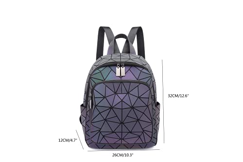 Women Geometric Luminous Backpack Handbag Fashion Shoulder Bag Lingge Flash Travel Rucksack 1304
