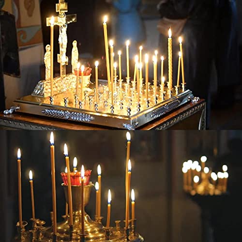 olorvela Beeswax Taper Candles Candlesticks Bulk - Skinny Taper Candles, Thin Beeswax Candles Tall Birthday Candles for Cake, 50pcs 6.3" for Hanukkah, Home Decor, (Yellow)