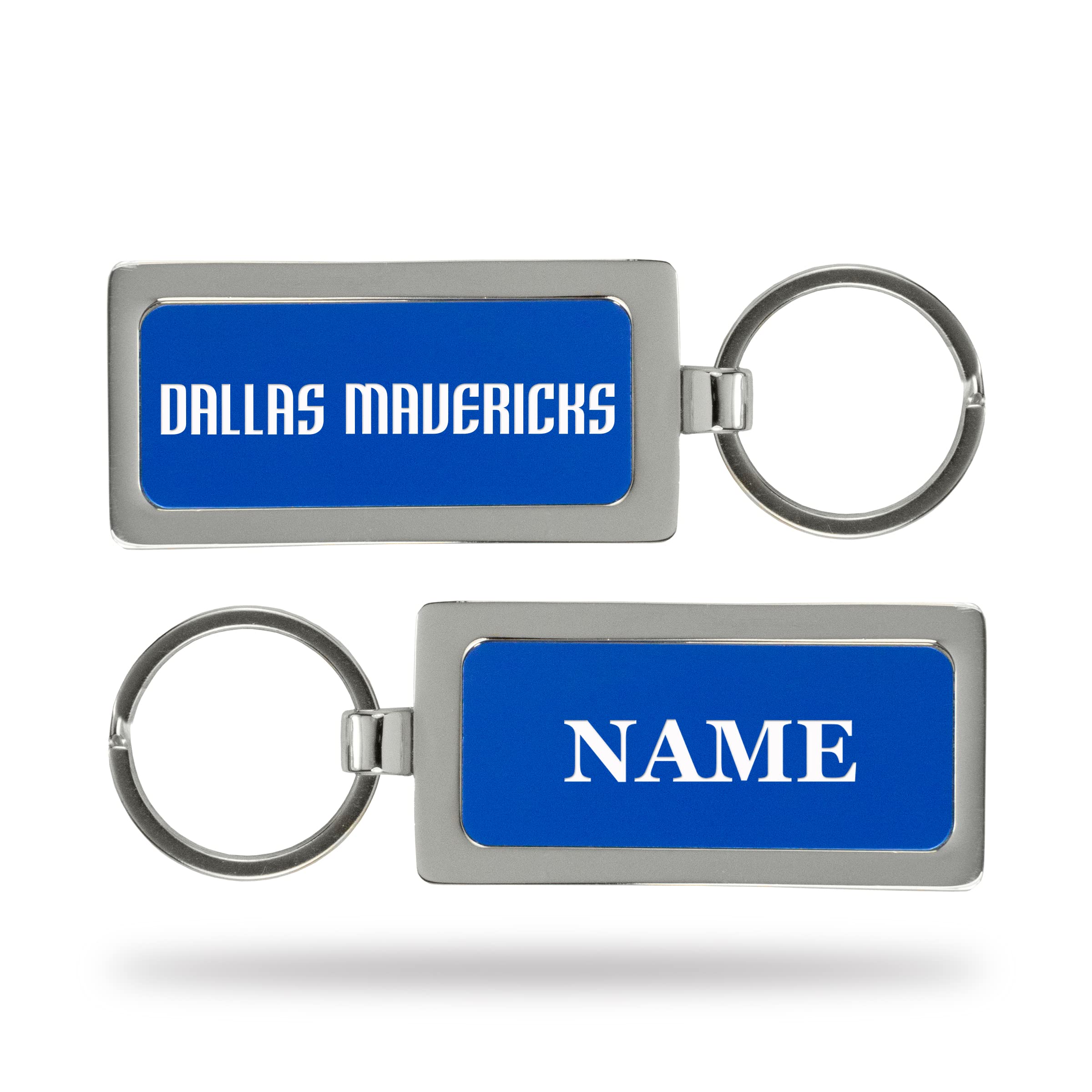 Rico Industries NBA Basketball Dallas Mavericks Royal 3.75" x 1.25" Personalized Two Sided Metal Keychain - Custom with Your Name - Great Every Day Accessory Item for Fan