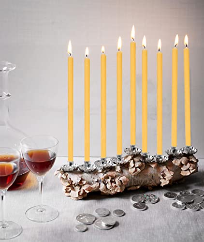 olorvela Beeswax Taper Candles Candlesticks Bulk - Skinny Taper Candles, Thin Beeswax Candles Tall Birthday Candles for Cake, 50pcs 6.3" for Hanukkah, Home Decor, (Yellow)