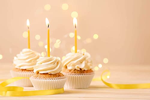 olorvela Beeswax Taper Candles Candlesticks Bulk - Skinny Taper Candles, Thin Beeswax Candles Tall Birthday Candles for Cake, 50pcs 6.3" for Hanukkah, Home Decor, (Yellow)