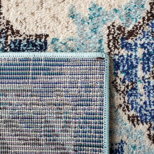 Safavieh Madison Collection 6' x 9' NavyIvory MAD484N Boho Chic Medallion Distressed Non-Shedding Living Room Dining Bedroom Area Rug