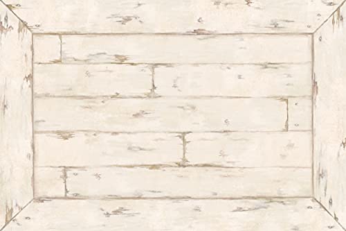 Studio M Floor Flair White Washed Wood Neutral Farmhouse - 2 x 3 Ft Decorative Vinyl Rug - Non-Slip, Waterproof Floor Mat - Easy to Clean, Ultra Low Profile - Printed in The USA