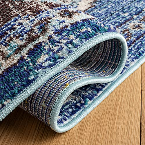 Safavieh Madison Collection 6' x 9' NavyIvory MAD484N Boho Chic Medallion Distressed Non-Shedding Living Room Dining Bedroom Area Rug