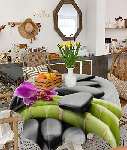 ZOE GARDEN Square Tablecloth Waterproof & Stainproof Tablecloths, Zen Basalt Stone Orchid Flower and Washable Polyester Table Cloth Wrinkle-Free Fabric Table Cover for Dining/Party/Wedding