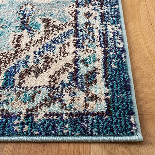 Safavieh Madison Collection 6' x 9' NavyIvory MAD484N Boho Chic Medallion Distressed Non-Shedding Living Room Dining Bedroom Area Rug