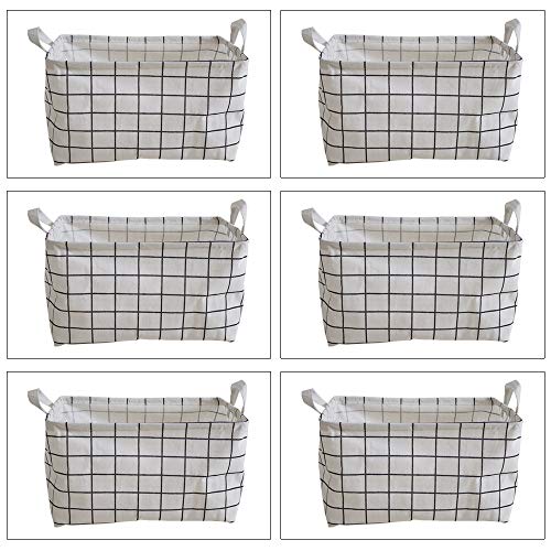 YRHOME Storage Bins 6PCS Rectangular Storage Baskets Fabric Storage Container with Handles Collapsible Basket for Toy Clothes Books Cosmetics Organization,Shelves Basket Organizer