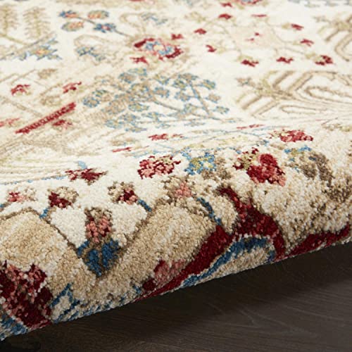 Nourison Revel Floral Ivory 3' x 5' Area -Rug, Easy -Cleaning, Non Shedding, Bed Room, Living Room, Dining Room, Kitchen (3x5)