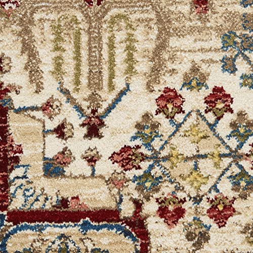 Nourison Revel Floral Ivory 3' x 5' Area -Rug, Easy -Cleaning, Non Shedding, Bed Room, Living Room, Dining Room, Kitchen (3x5)