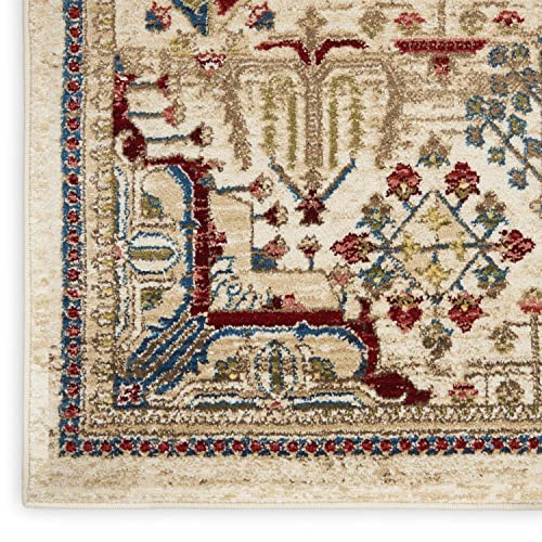 Nourison Revel Floral Ivory 3' x 5' Area -Rug, Easy -Cleaning, Non Shedding, Bed Room, Living Room, Dining Room, Kitchen (3x5)