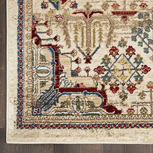 Nourison Revel Floral Ivory 3' x 5' Area -Rug, Easy -Cleaning, Non Shedding, Bed Room, Living Room, Dining Room, Kitchen (3x5)