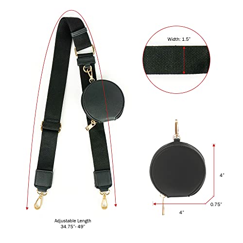 EVVE Wide Replacement Straps for Handbags with Coin Purse - For Over Shoulder Crossbody Bag, Guitar Style, Adjustable Length