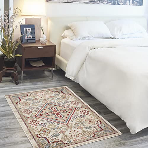 Nourison Revel Floral Ivory 3' x 5' Area -Rug, Easy -Cleaning, Non Shedding, Bed Room, Living Room, Dining Room, Kitchen (3x5)