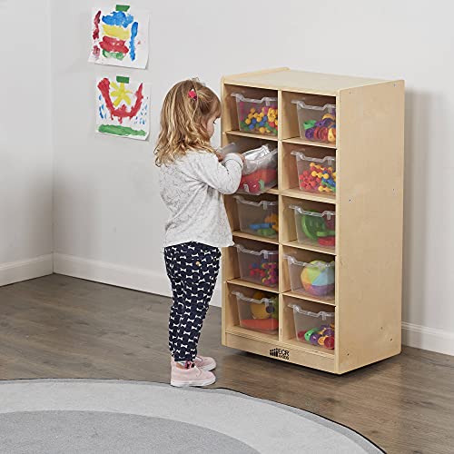 ECR4Kids Scoop Front Storage Bins, Multipurpose Organization, Clear, 10-Piece