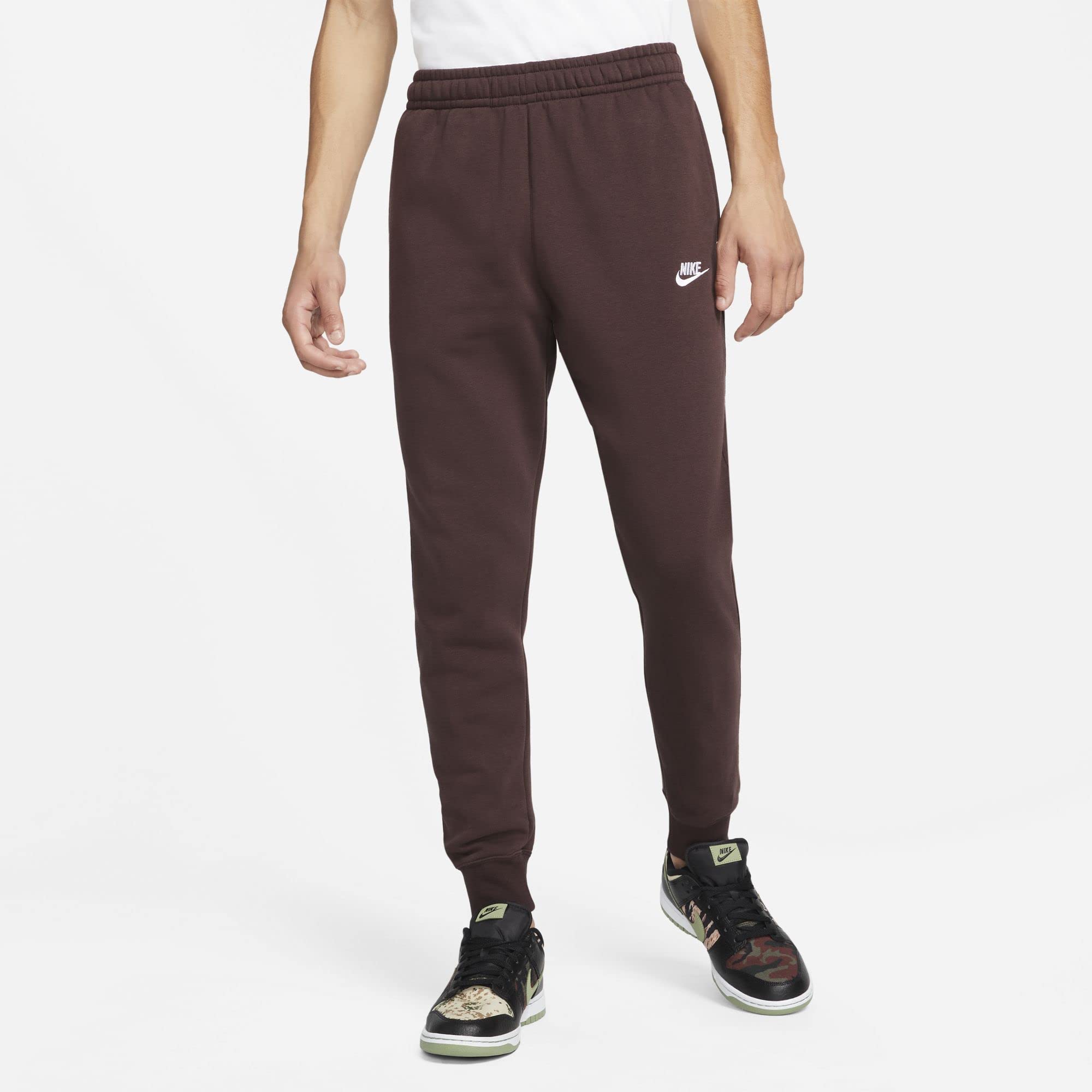 Nike Men's NSW Club Jogger Jersey (as1, alpha, l, regular, regular, Standard, Brown Basalt/White)