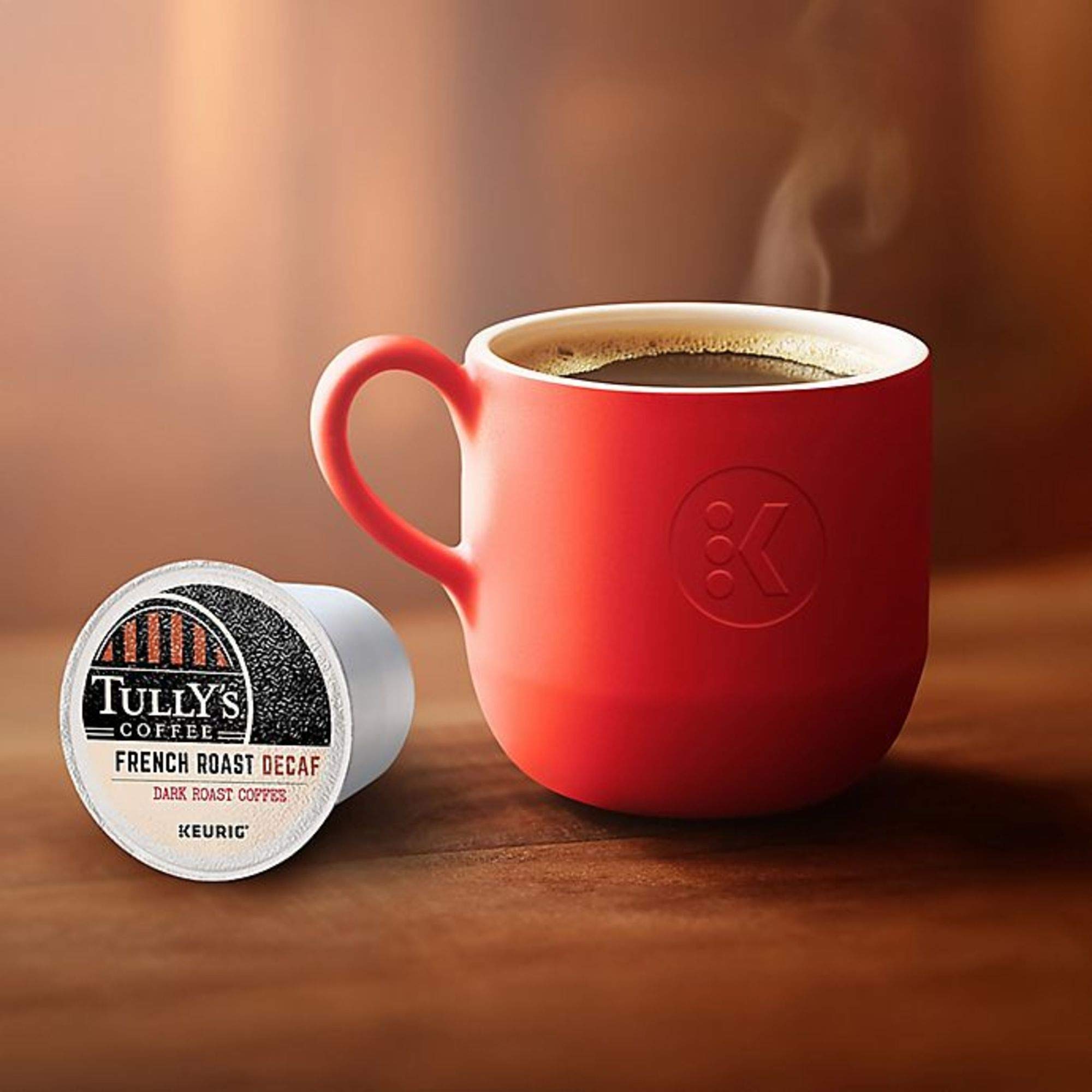Tully's Coffee French Roast Decaf, Single-Serve Keurig K-Cup Pods, Dark Roast Coffee Pods, 96 Count, 24 Count (Pack of 4)