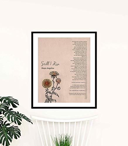 Maya Angelou-"Still I Rise"-Inspirational Poem Wall Art-11 x 14" Poetic Typographic Poster Print-Ready to Frame. Motivational Decor for Home-Office-Dorm. Great Literary Gift to Inspire Self Respect!