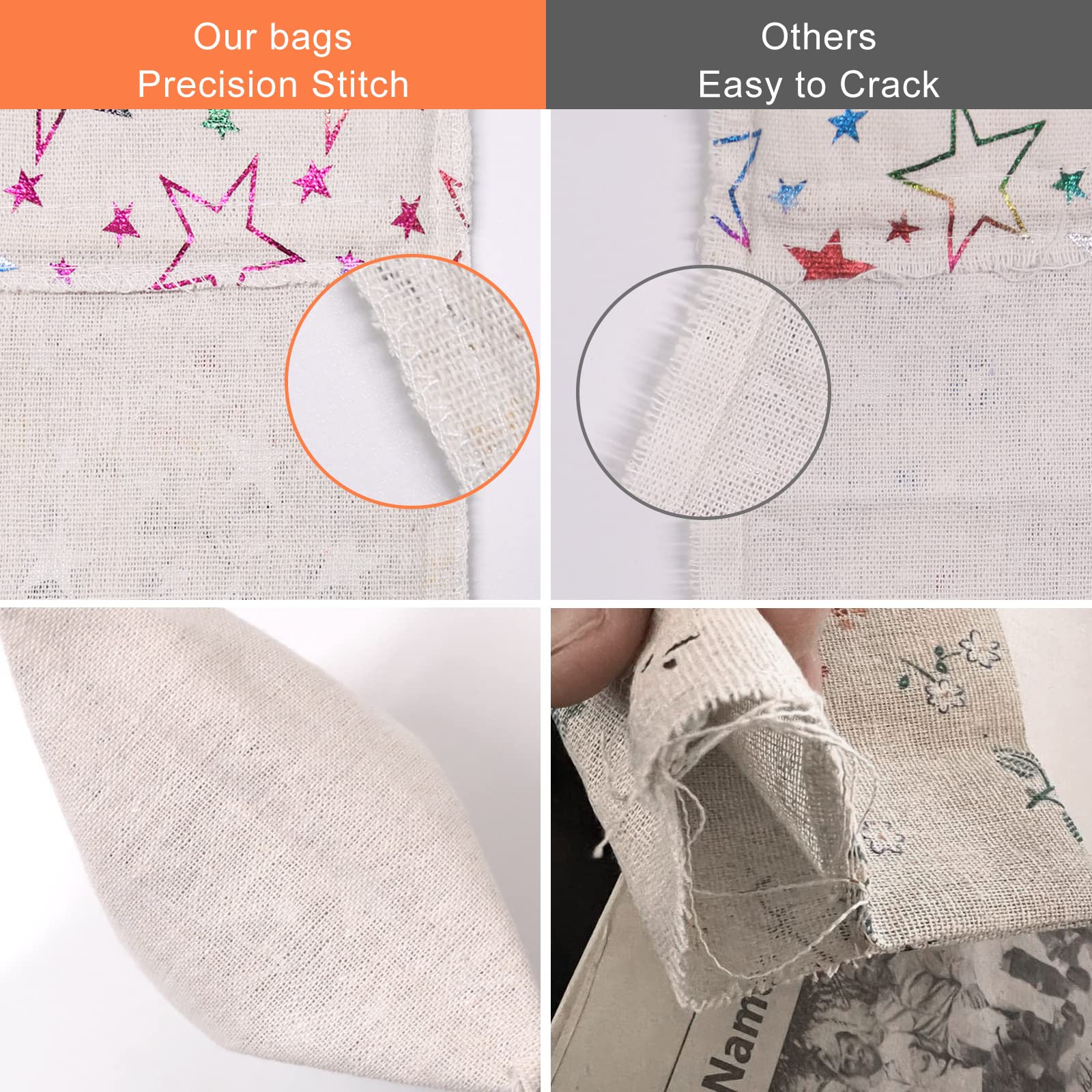 SumDirect Burlap Gift Bags with Drawstring - 20Pcs 5x7 Inch Small Christmas Burlap Bags,Color Star Linen Jewelry Pouches for Wedding Favors
