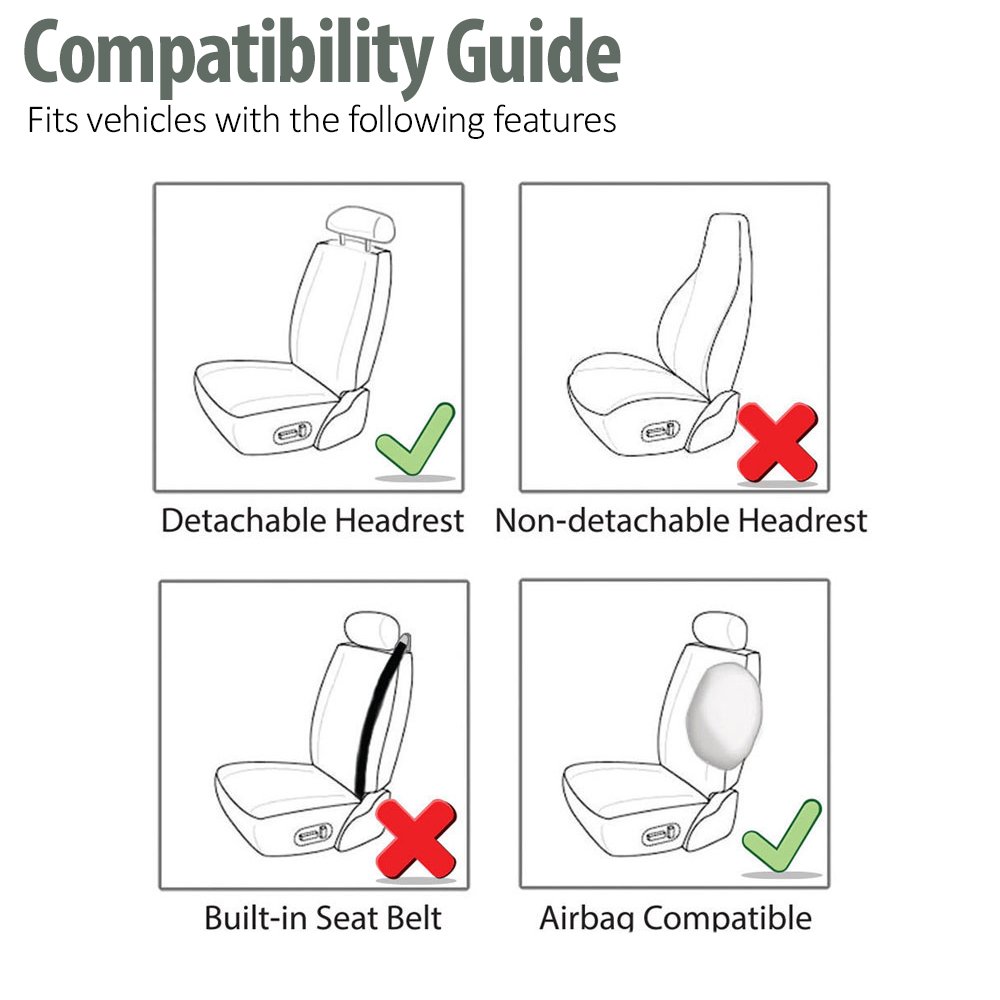 FH Group Front Set Cloth Car Seat Covers for Low Back Car Seats with Removable Headrest, Universal Fit, Airbag Compatible Seat Cover for SUV, Sedan, Van Blue