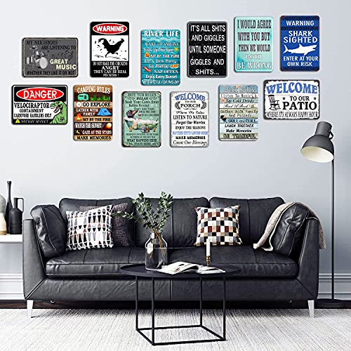 Viodenl Deck Rules Metal Tin Sign Cave Pool Bar Terrace House Wall Decor Backyard Decor Sign 8x12 Inch