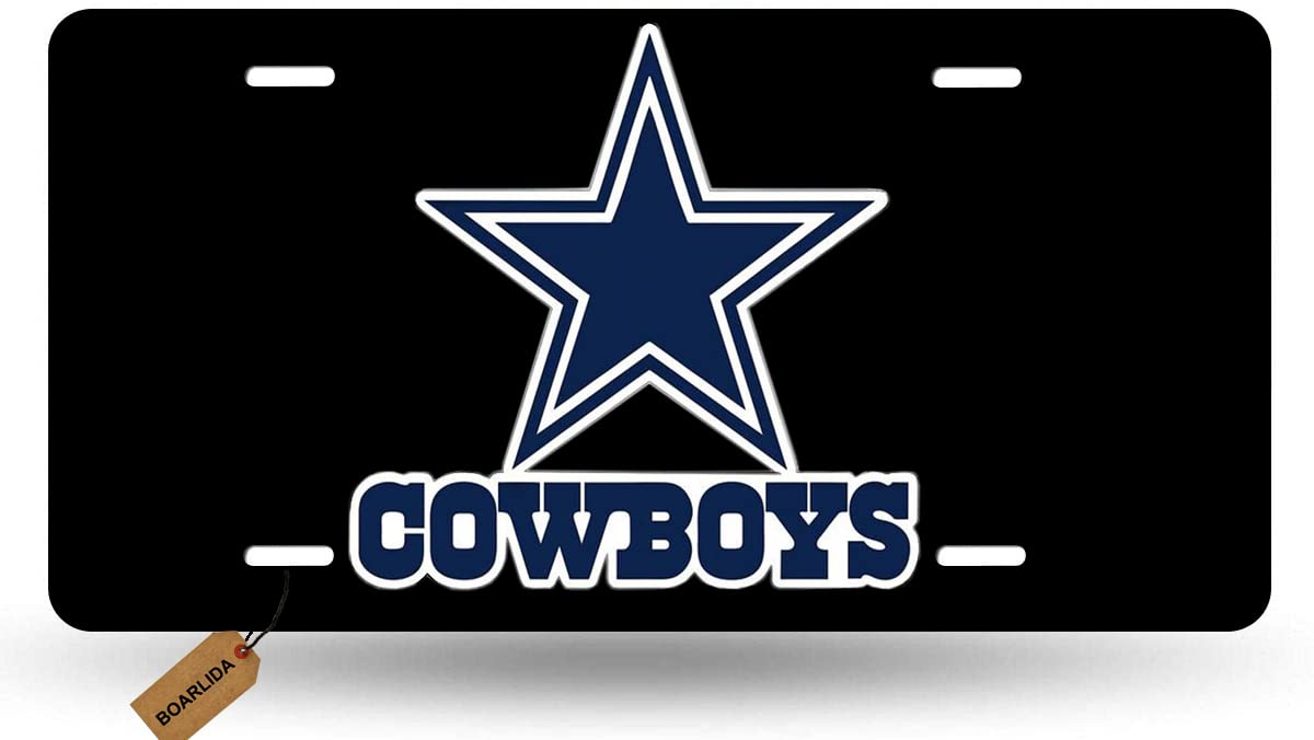 BOARLIDA American Football Design License Plate Durable Dallas Team Decorative Aluminum Car License Plate Covers for Women Girls Men Boys 12 X 6 Inch