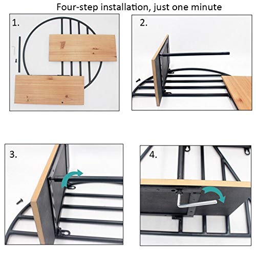 Funerom Rustic Wood and Metal Wall Mounted Floating Shelves Decorative Round Wall Shelf for Living Room, Bathroom, Kitchen