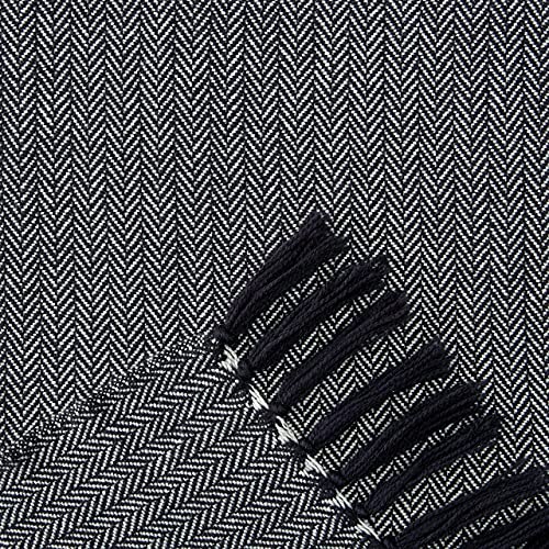 Chanasya Mini Chevron Super Soft Throw Blanket with Tassels Warm Cozy Lightweight Blanket for Bed Sofa Chair Couch Cover Living Bed Room Black and White Chevron Blanket (50x65 Inches)
