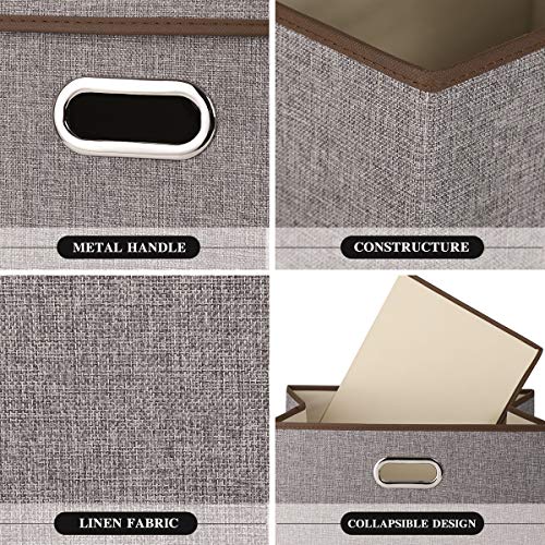 Large Storage Box with Lid [4-Pack] Foldable Fabric Storage Bin with Lid Collapsible Storage Cube Organizer Containers Baskets with Cover (17.7x11.8x11.8)