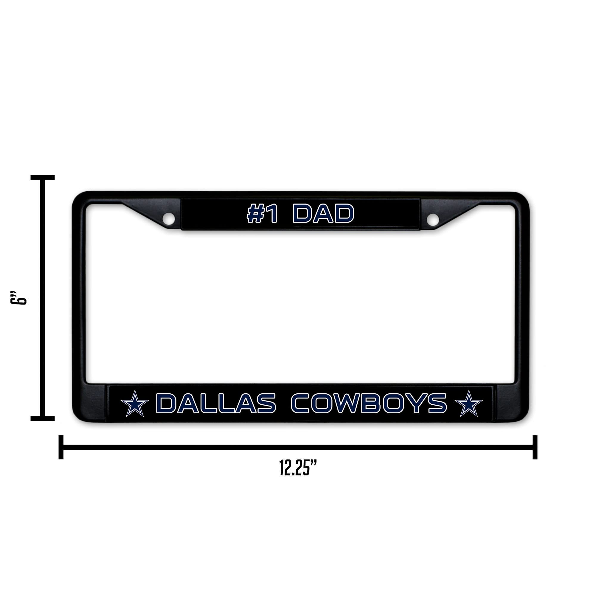 Rico Industries NFL Dallas Cowboys #1 DAD Black Chrome Frame 12" x 6" Car/Truck Auto Accessory