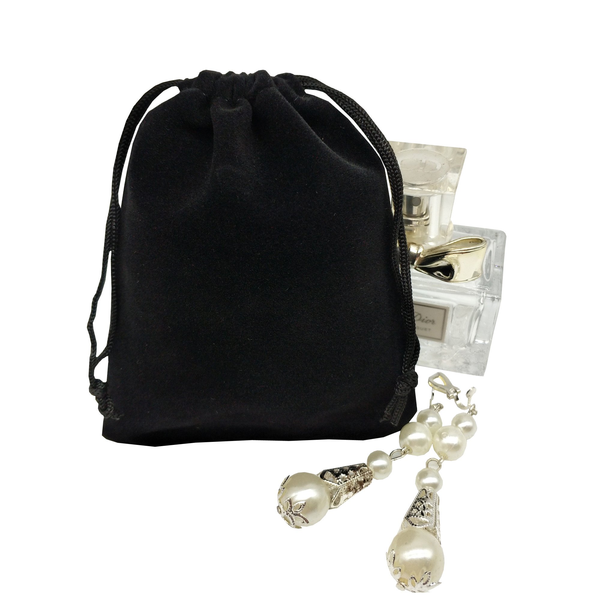 Ankirol 50pcs Velvet Drawstring Bags Jewelry Bags Pouches (Black, 5" X 7")