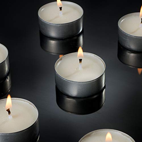 12 Pack White Unscented Tealight Candles - 3.5 Hour Smokeless & Dripless Paraffin Tea Candles for Home, Travel, Weddings, Shabbat, & Emergencies