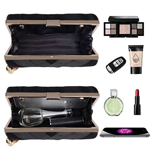 BAGLAMOR Women's Evening Handbags Elegant Tassel Bag Clutch Purse for Bride Wedding Prom Night Out Party, Black