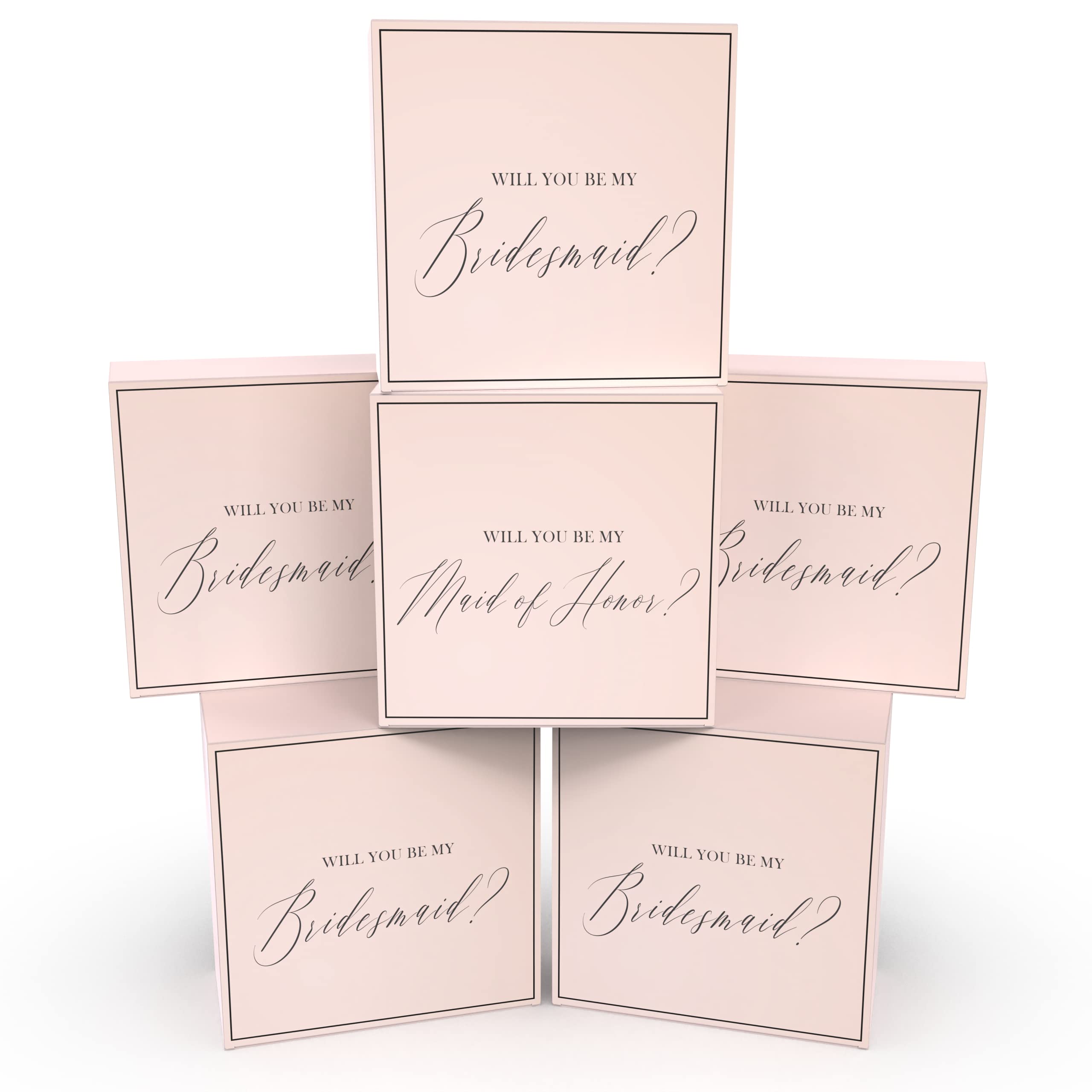 Bridesmaid Proposal Box Set of 6 I 5 Pink Will You Be My Bridesmaid Boxes & 1 Will you Be My Maid of Honor Gifts Box I Bridesmaid Boxes for Proposal I Bridesmaid Gift Box for Bridesmaid Proposal Gifts