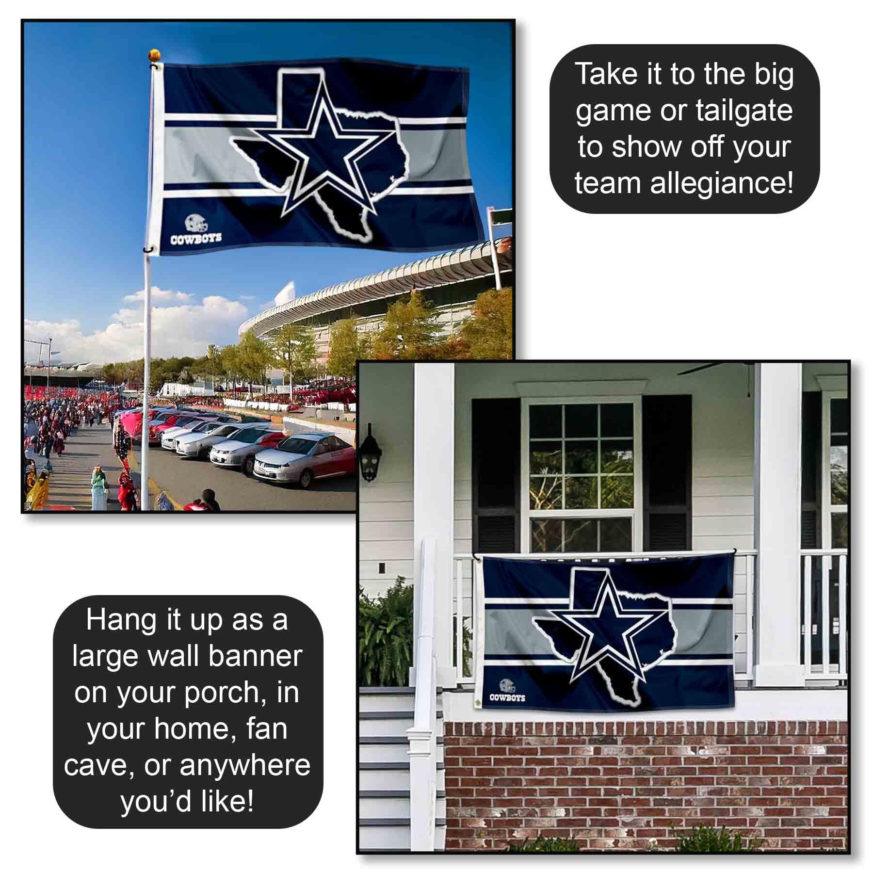 WinCraft Dallas Cowboys Texas State Flag Outdoor Indoor 3x5 Foot Banner