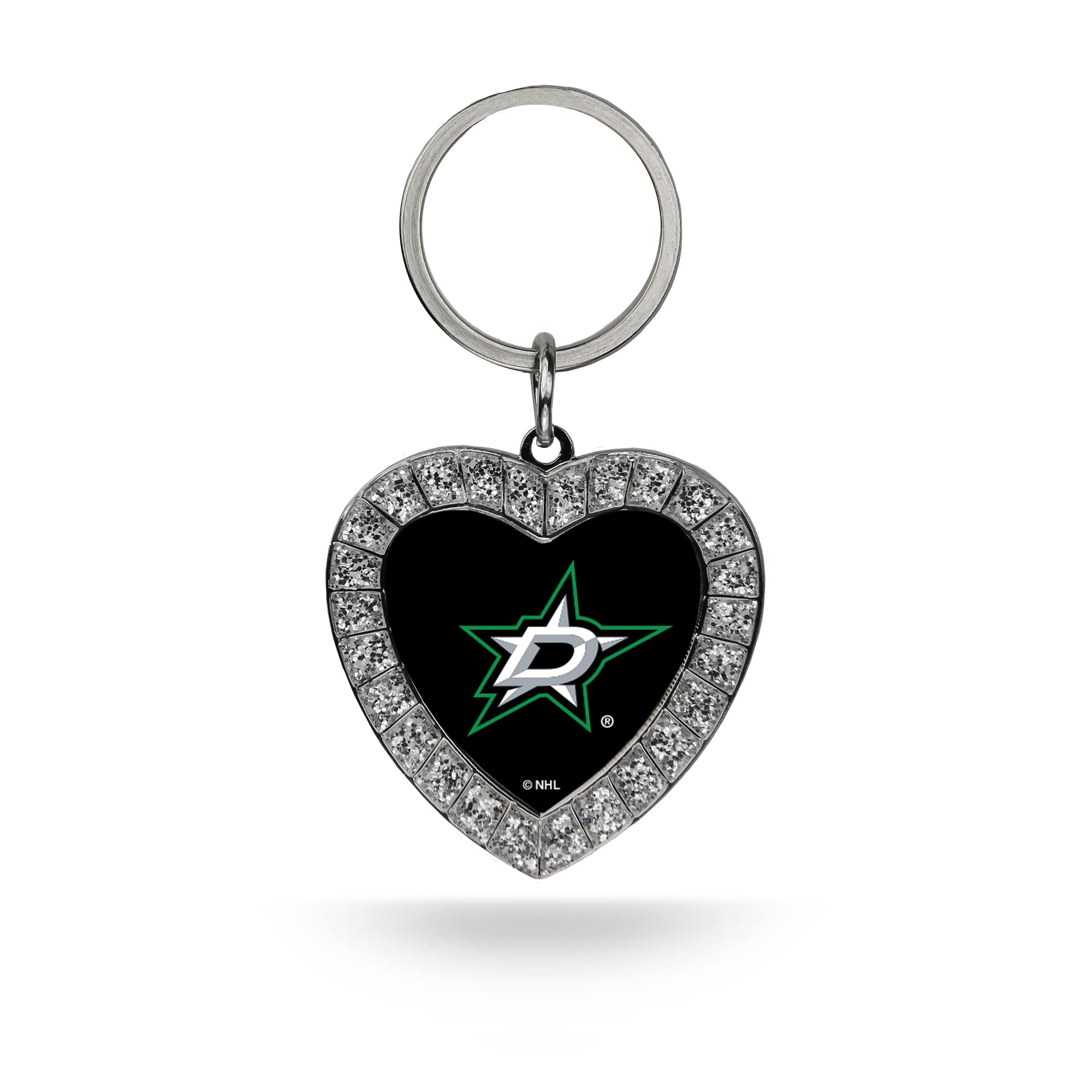 Rico Industries NHL Dallas Stars Bling Heart Key Chain Rhinestone Heart Keychain 3.5"x1.5"