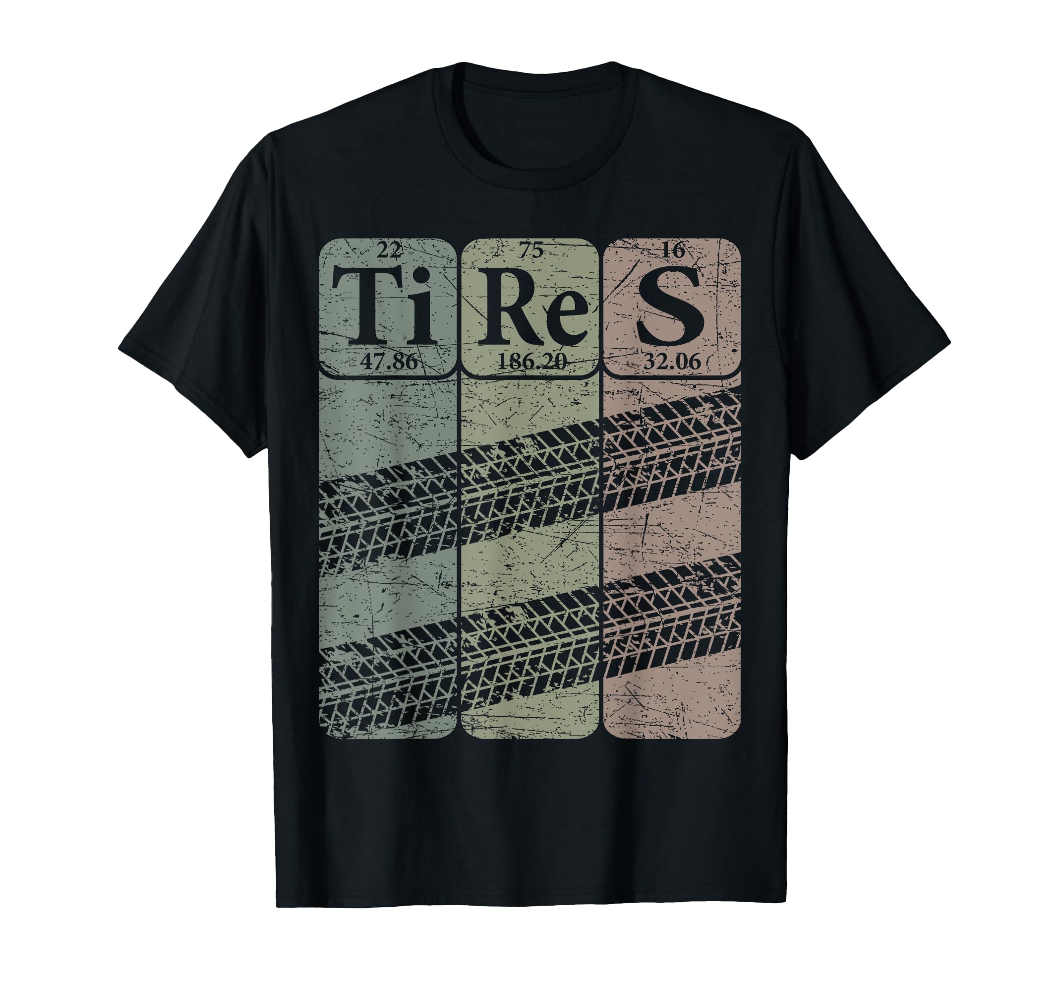 Tires Periodic Table Elements Car Lover Retro Skid Mark T-Shirt