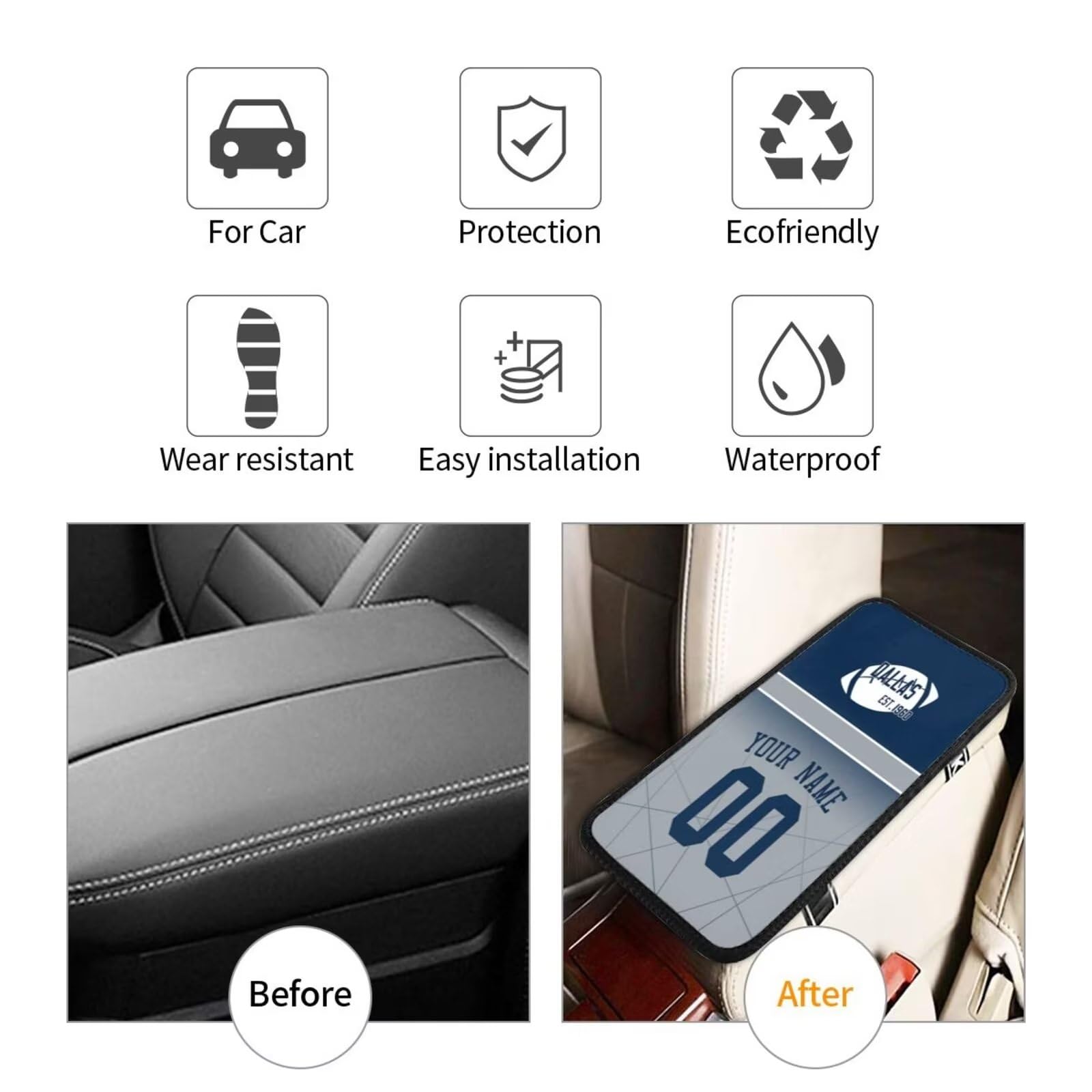 Custom Car Armrest Cover,Car Console Cover Car Accessories,Car Interior Accessories Fit for Most Car