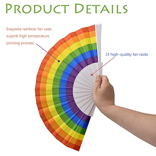 Renashed 6 Pack Pride Rainbow LGBT Fan Plastic Folding Fan Gay Pride LGBT Fans for EDM, Music Festival, Club, Event, Party, Dance, Performance, Gift