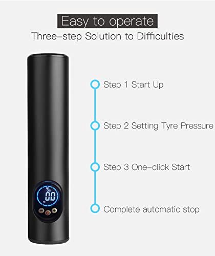 SAOSHYPEI Portable Air Compressor, 150PSI Cordless Tire Inflator with LCD Screen, Digital Tire Pressure Gauge, Suitable for Cars, Motorcycles, Bicycles (Black)